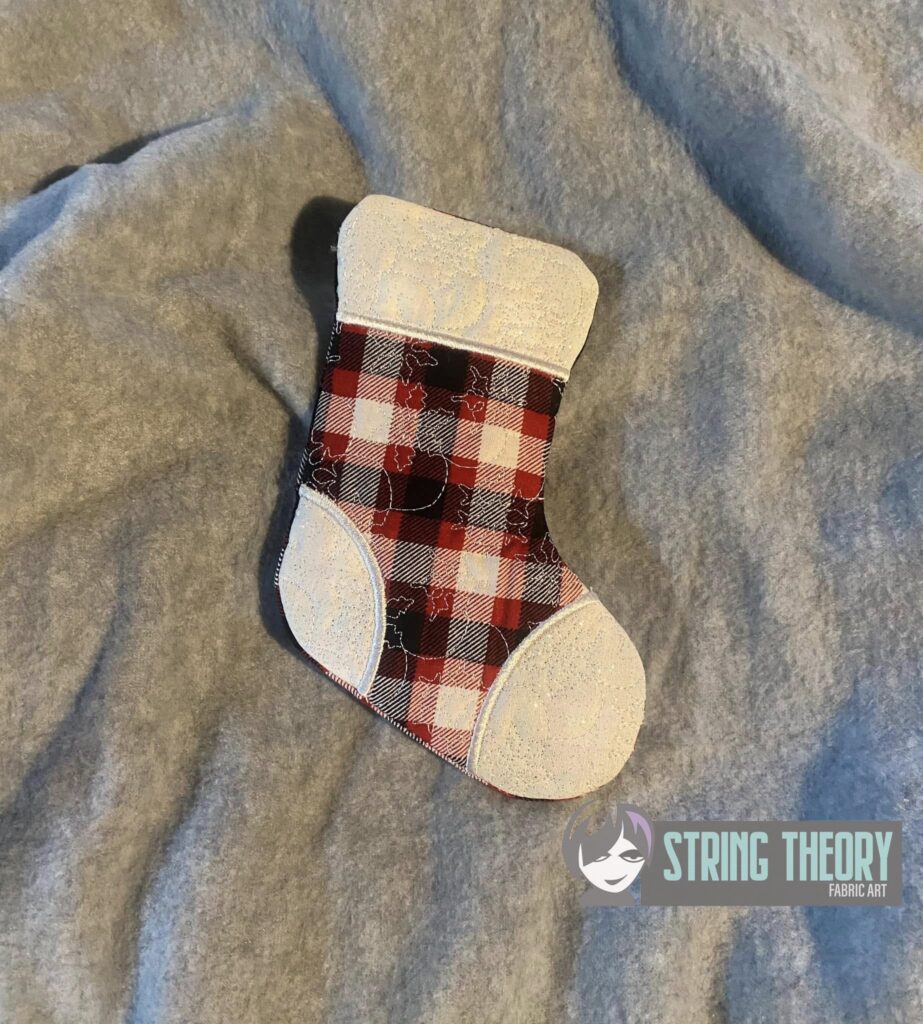 Christmas Stocking Mug Rug String Theory Fabric Art