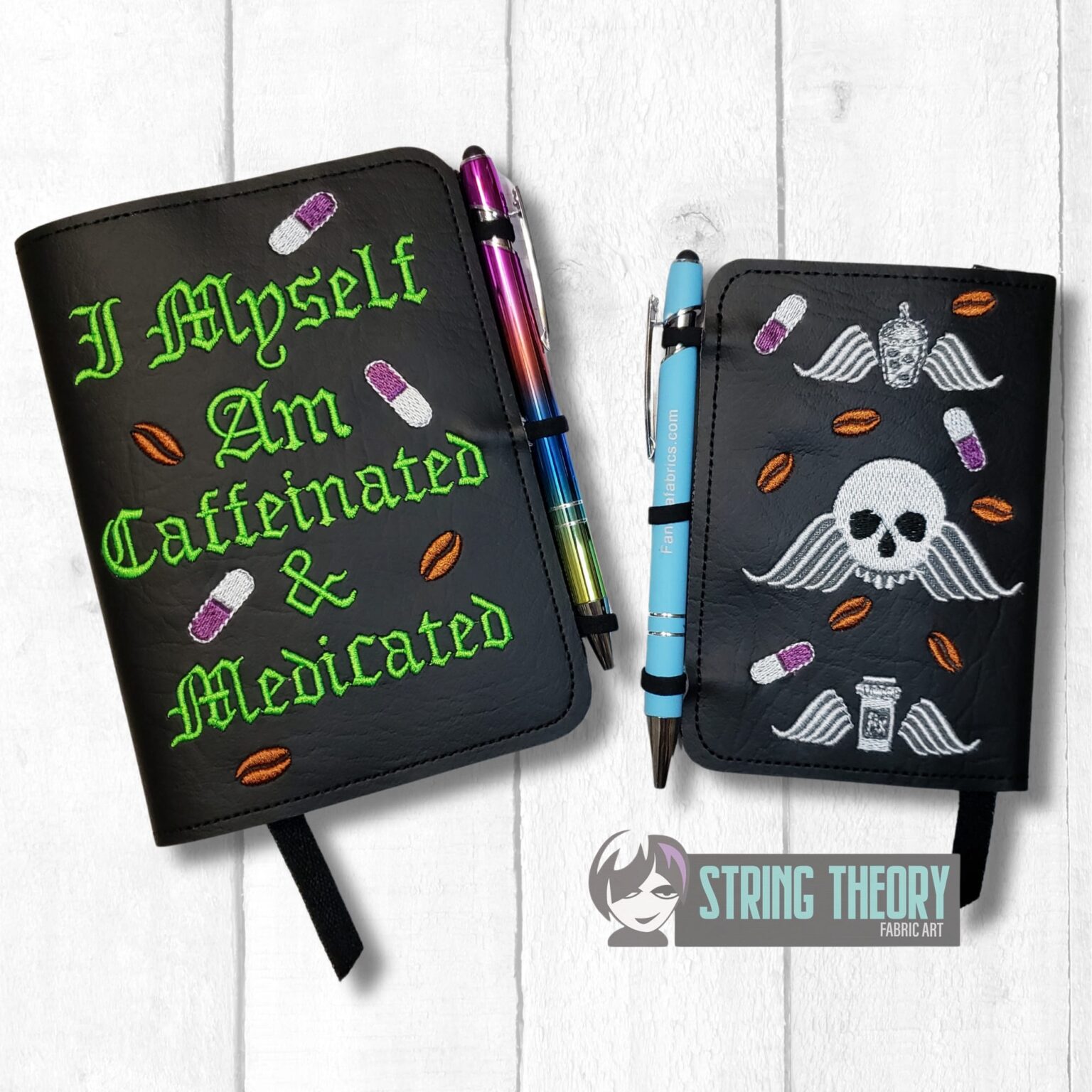 I Myself Am Caffeinated & Medicated Notebook Cover ITH in the hoop ...