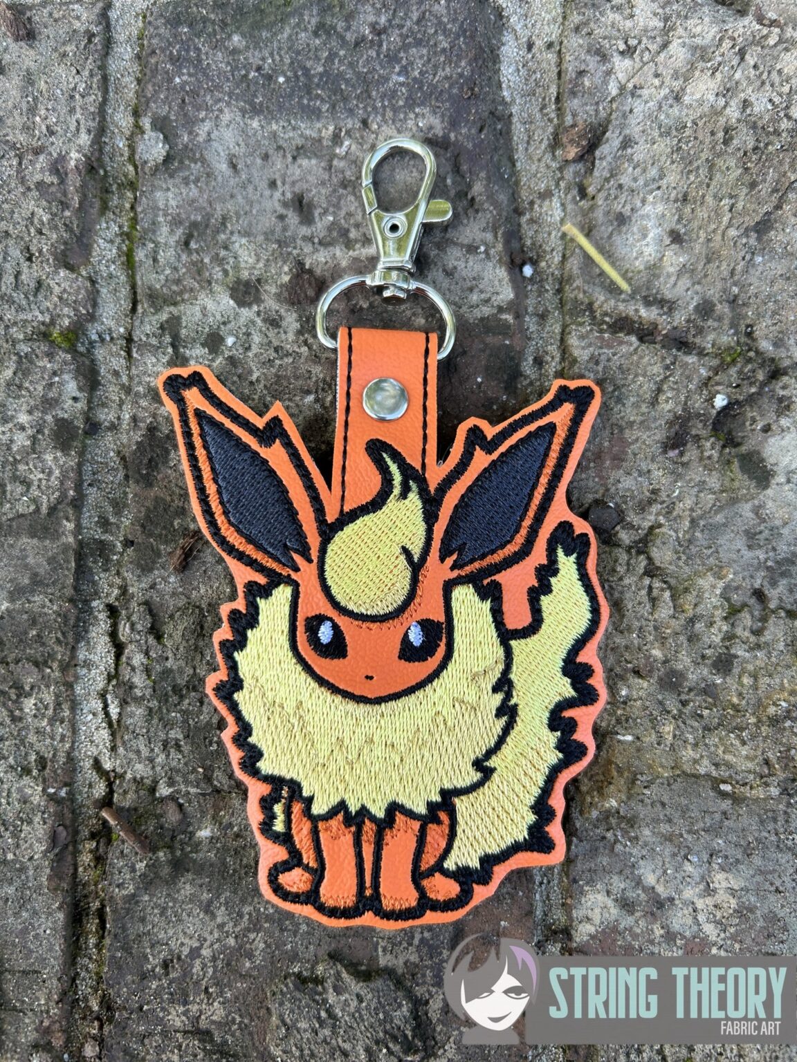 Pokémon Flareon Snap Tab Key Fob ITH Embroidery Pattern