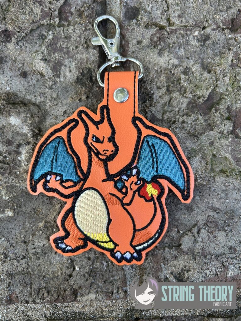 Pokémon Charizard Snap Tab Key Fob ITH Embroidery Pattern