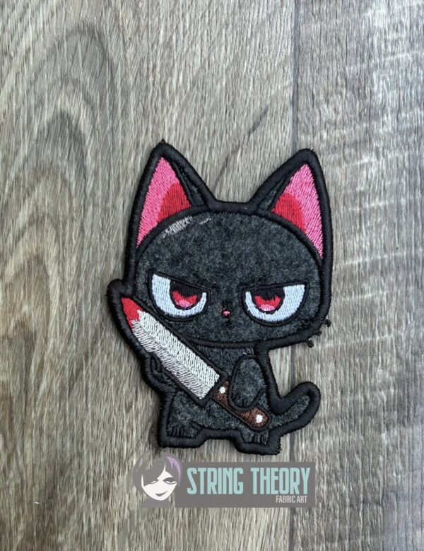 Stabby Cat fob patch ITH Machine Embroidery Pattern Design