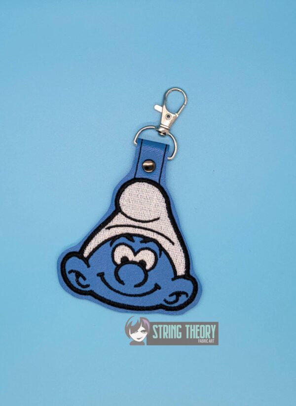 Smurf Face ITH Fob Patch Machine Embroidery Design