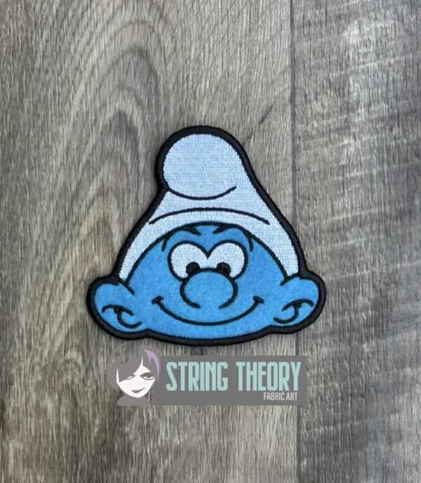 Smurf Face ITH Fob Patch Machine Embroidery Design
