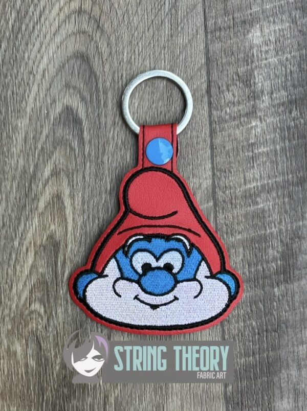 Papa Smurf Face ITH Fob Patch Machine Embroidery Design