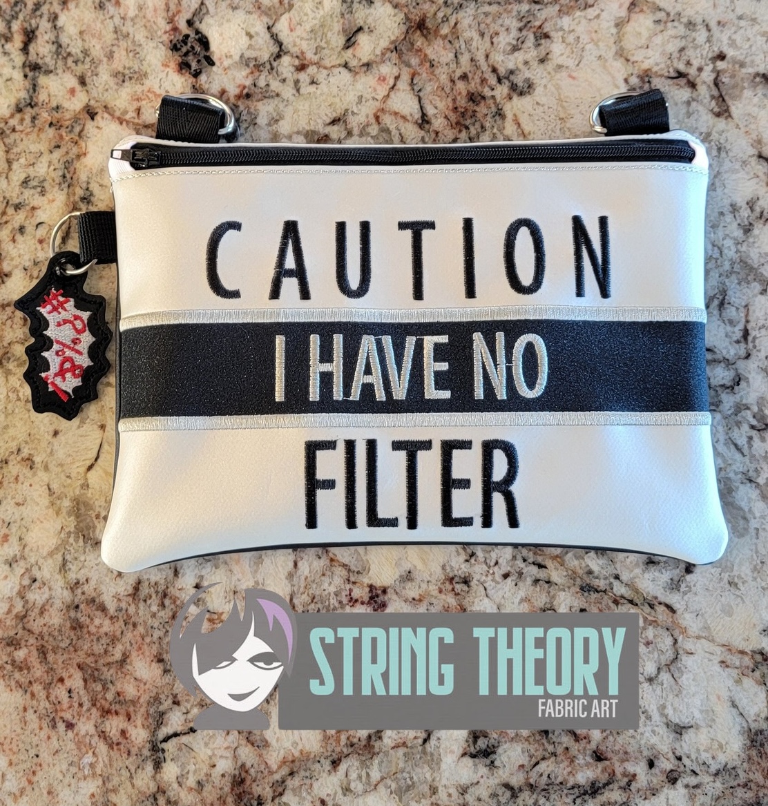 Caution I Have No Filter Zip Bag Fully Lined Zip Bag ITH in the hoop ...